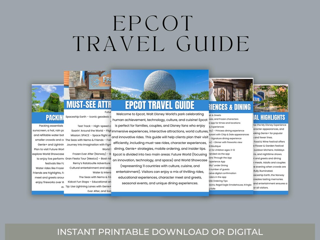 Epcot Travel Guide Printable, Digital, Disney Planner, Family Trip ...