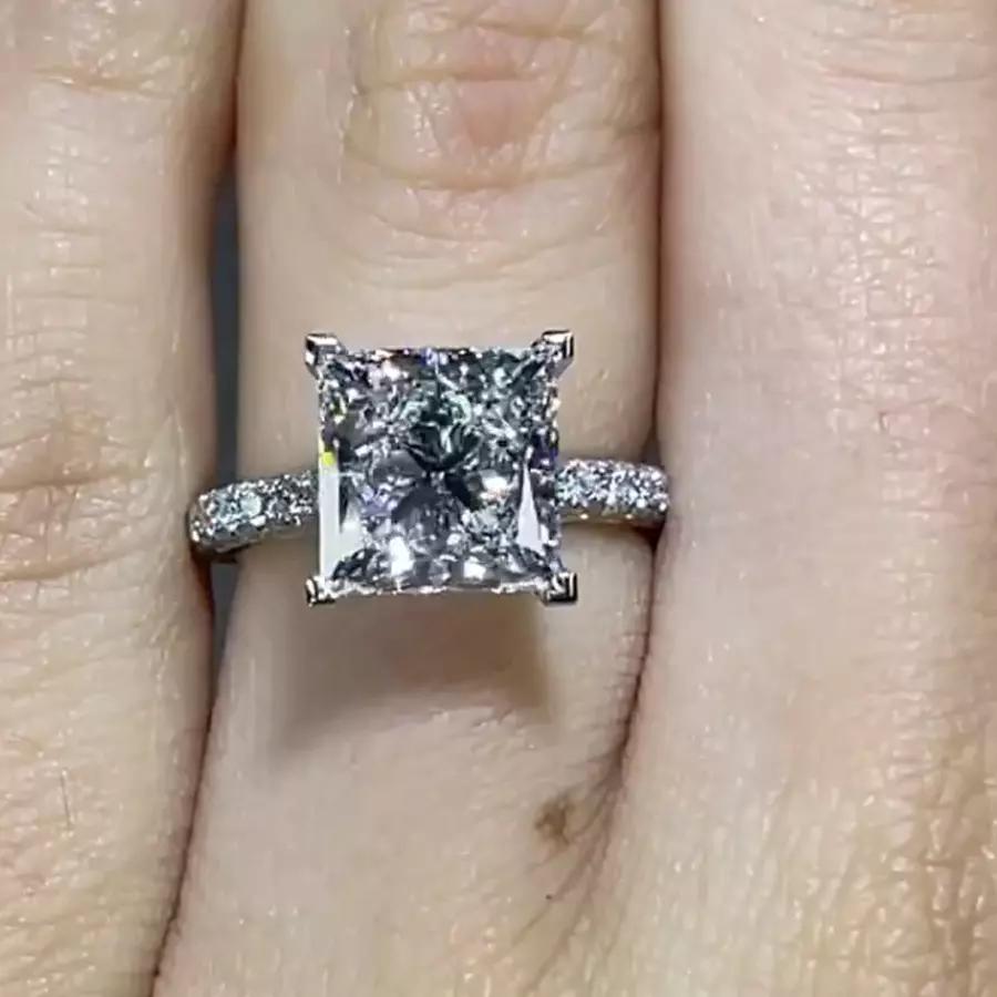 3 CT Delicate Princess Shape Moissanite Half Eternity Engagement Ring ...