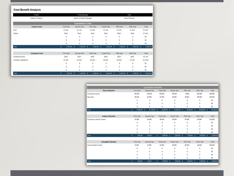 Cost Benefit Analysis Excel Template Cost Breakdown Cost-benefit Chart ...