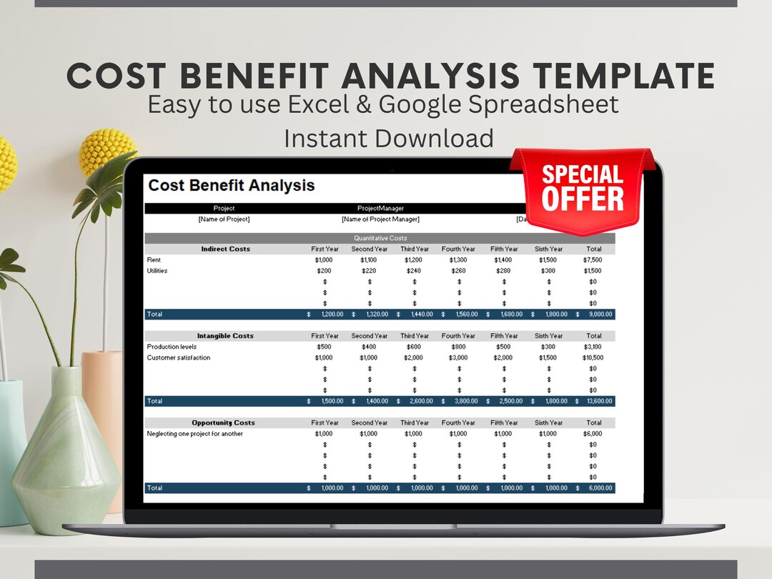 Cost Benefit Analysis Excel Template Cost Breakdown Cost-benefit Chart Cost Benefit Assess Cost ...
