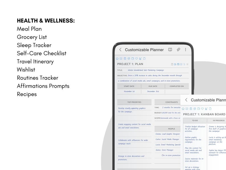 Samsung / Android / iPhone Digital Planner, Phone Calendar Organizer ...