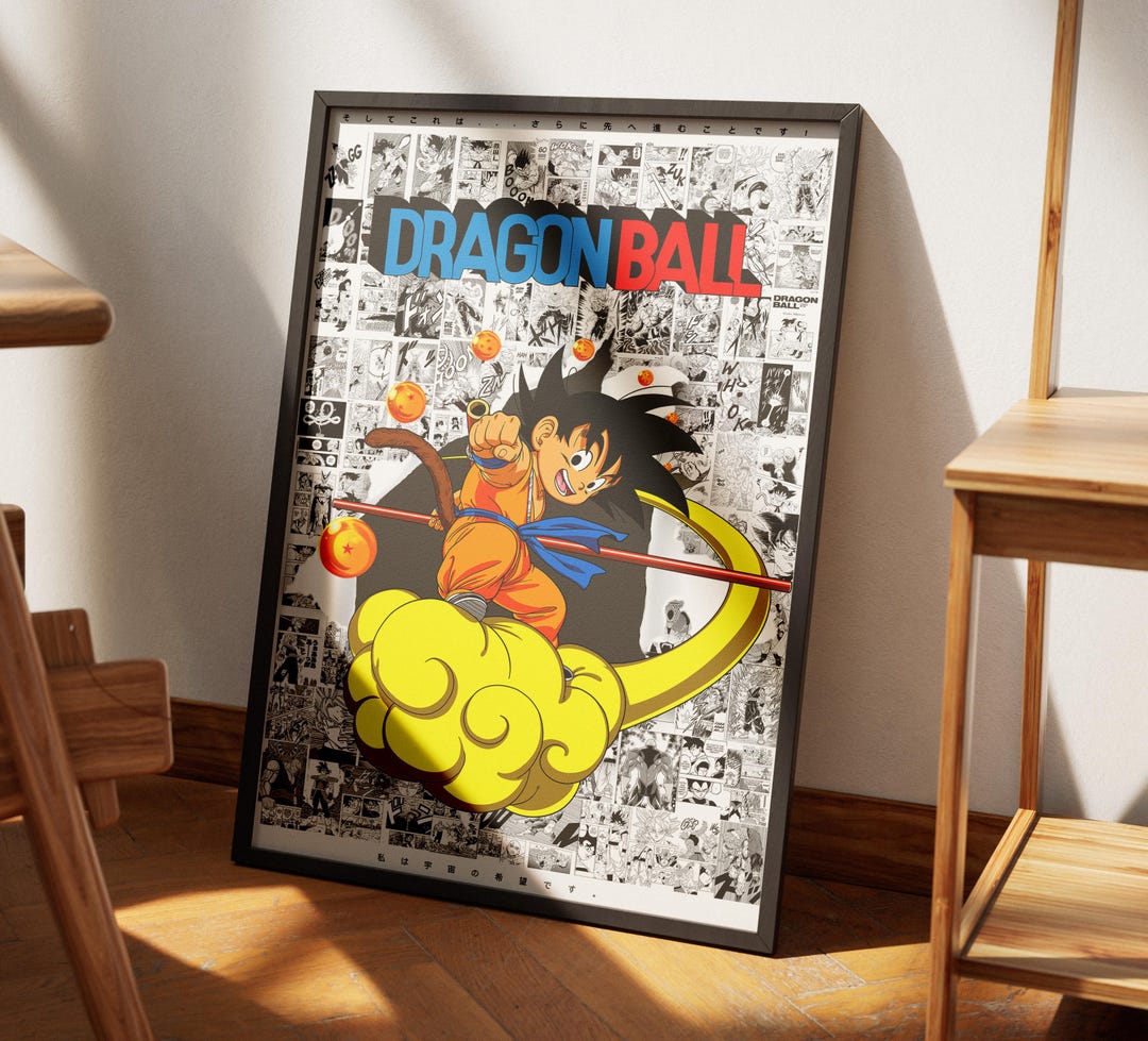 Goku Flying Nimbus Manga Poster | Dragon Ball Poster | Anime Poster ...