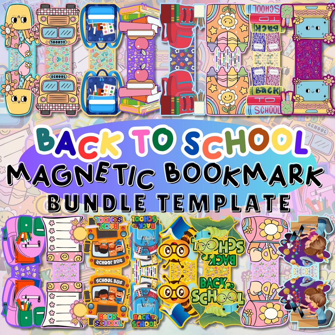 Back-to-school Magnetic Bookmark Templates: Printable DIY (PDF & PNG ...