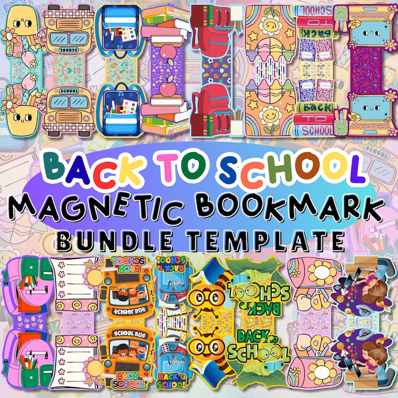 Back-to-school Magnetic Bookmark Templates: Printable DIY (PDF & PNG ...