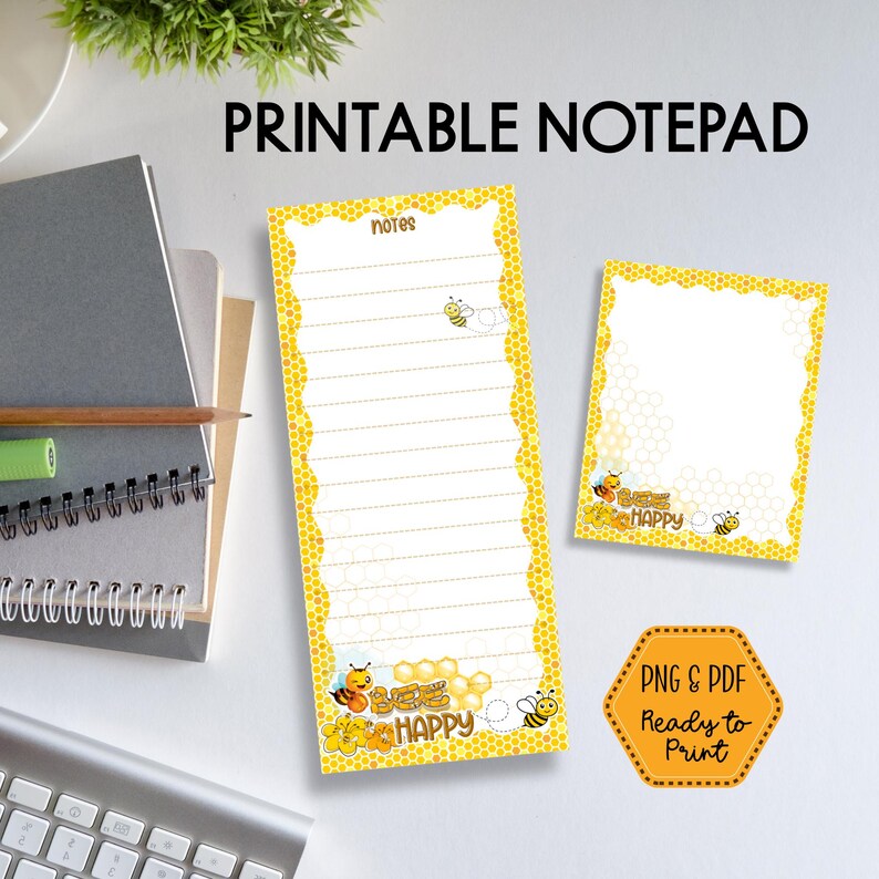 Printable Bee Notepad Bundle – Digital Download | 3.5" X 8" and 4.2" X ...
