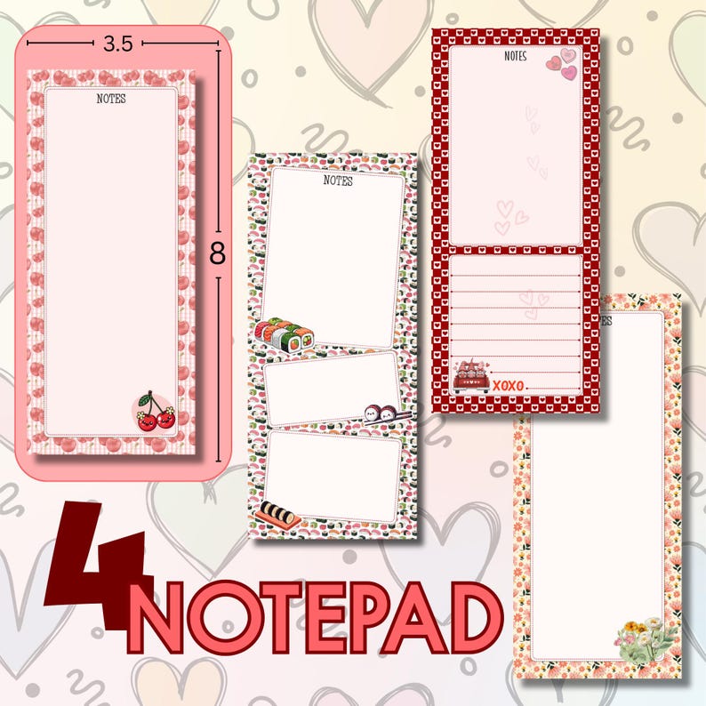 16 Magnetic Bookmarks + 4 Notepads Printable Bundle | PNG & PDF Digital ...