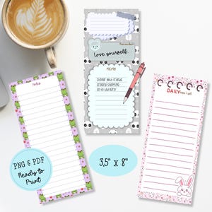 Notepad Templates | Digital Download | 6 Printable Designs (3.5"x8") - Etsy