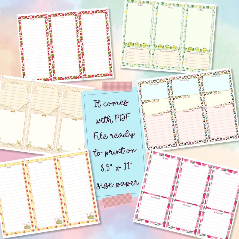 Print & Write! 6 Adorable Notepad: PNG and PDF Printable Designs (3.5 ...