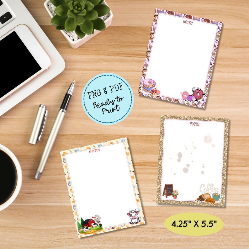 Printable Notepad Bundle | 6 Designs (PDF & PNG Digital Download) - Etsy