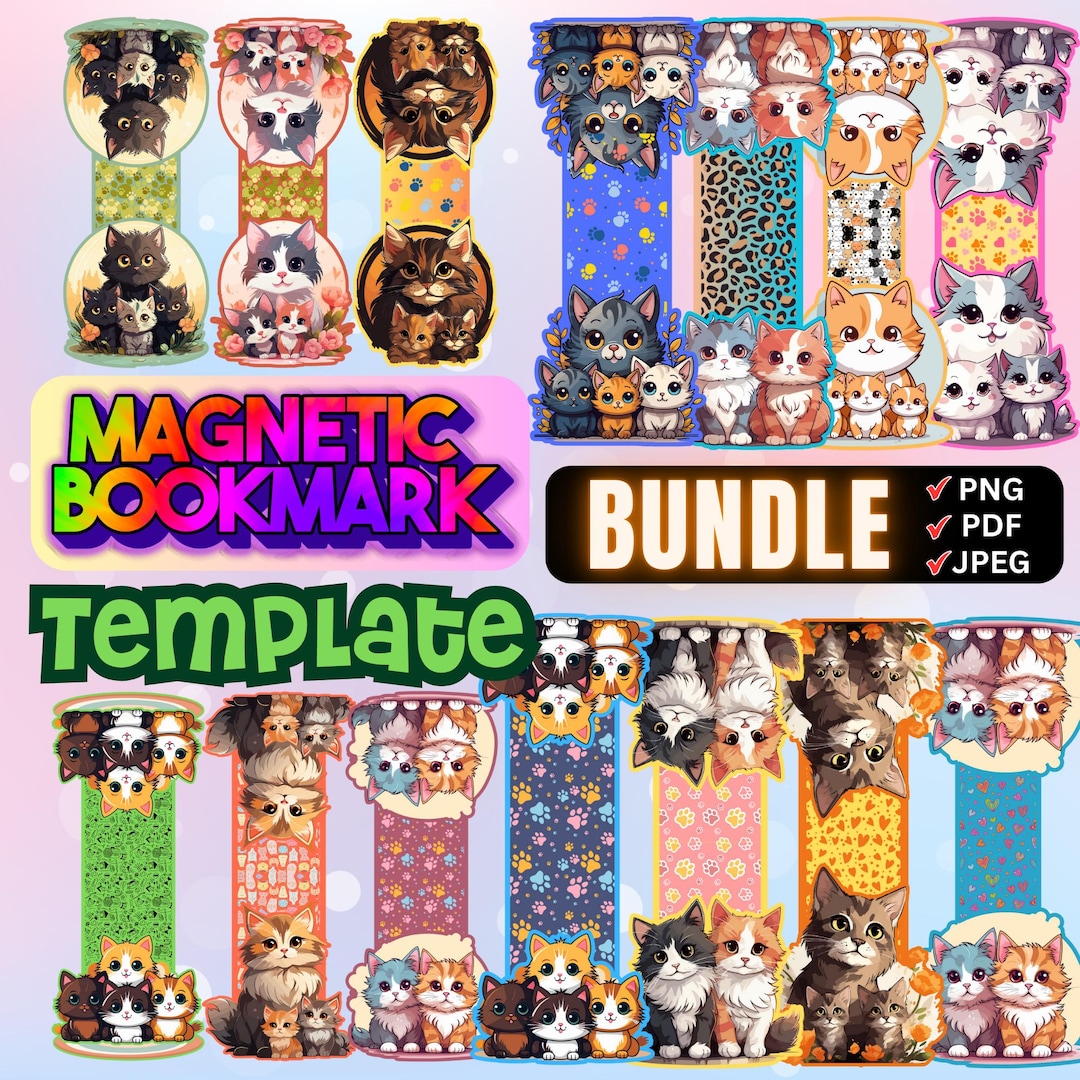 Cat Magnetic Bookmark Bundle | DIY Printable (digital Download) - Etsy