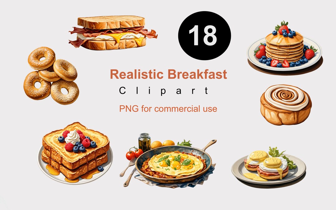 Breakfast Food Clipart, Breakfast Png, Waffles and Crepe Painting, Food ...