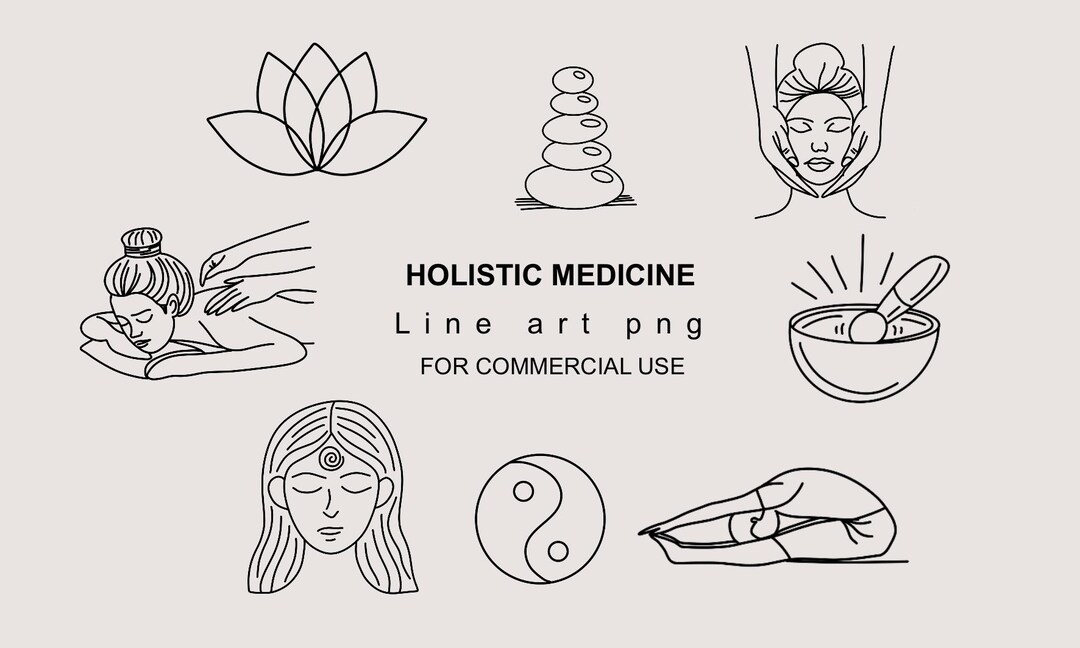 Holistic Medicine Line Icons, Minimalist Wellness Self-care Line Art ...