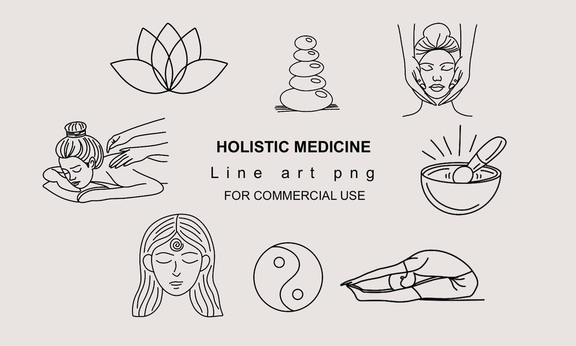 Holistic Medicine Line Icons, Minimalist Wellness Self-care Line Art ...