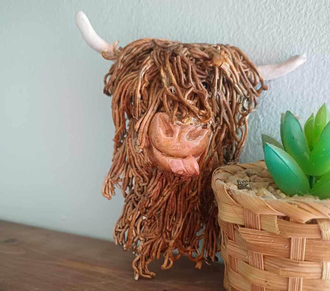 Clay Highland Cow Sculpture, Hand Made, Scottish Cow. - Etsy