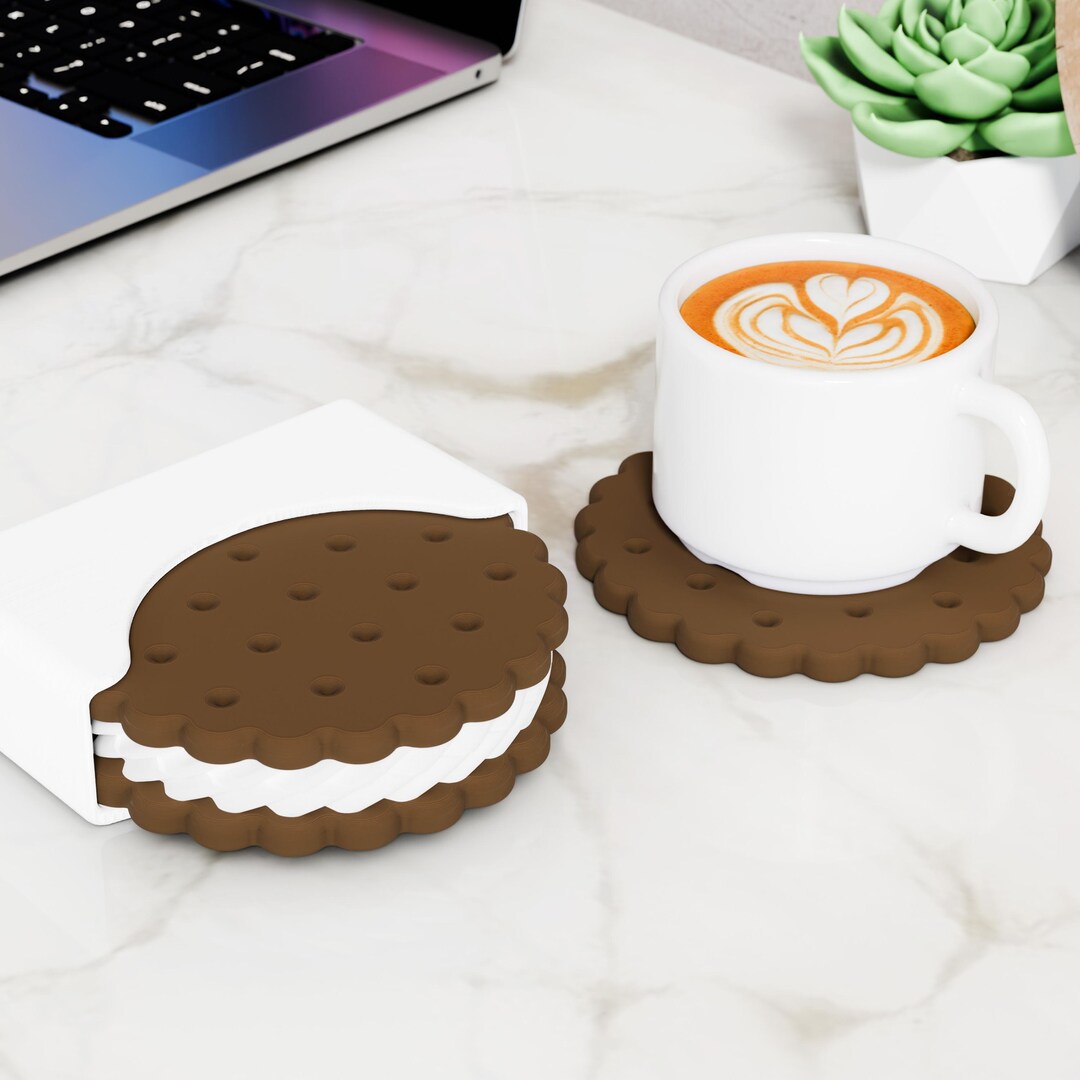 Ice Cream Sandwich Coasters With Holder, Set of 4 | Chocolate Coaster ...