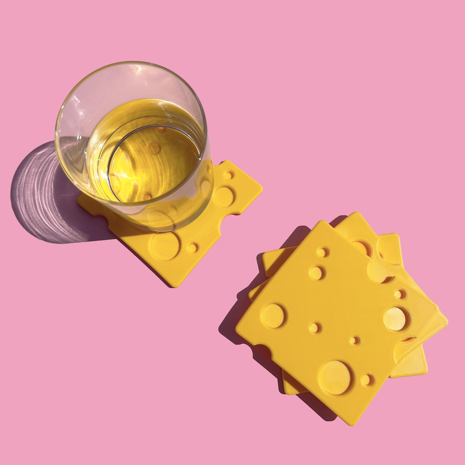Sliced Cheese Drink Coasters 4 Inch - Set of 4 | Food Theme Novelty ...