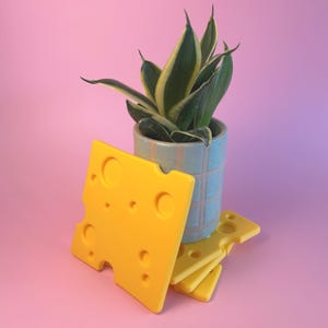 Sliced Cheese Drink Coasters 4 Inch - Set of 4 | Food Theme Novelty ...