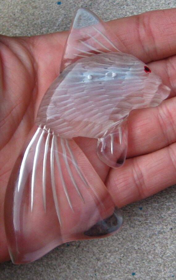 Gone Fishing Great Big carved Lucite Koi Fish pin 1940s 1950s | Etsy