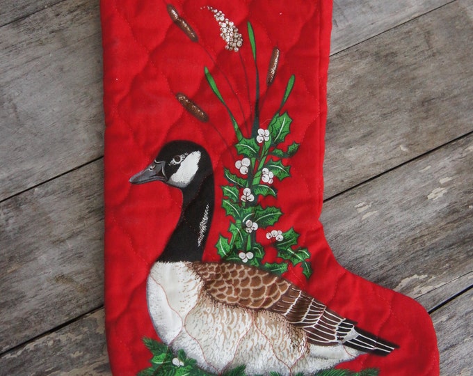 Vintage 80s Quilted Duck Print Christmas Stocking With Embroidered Name ...