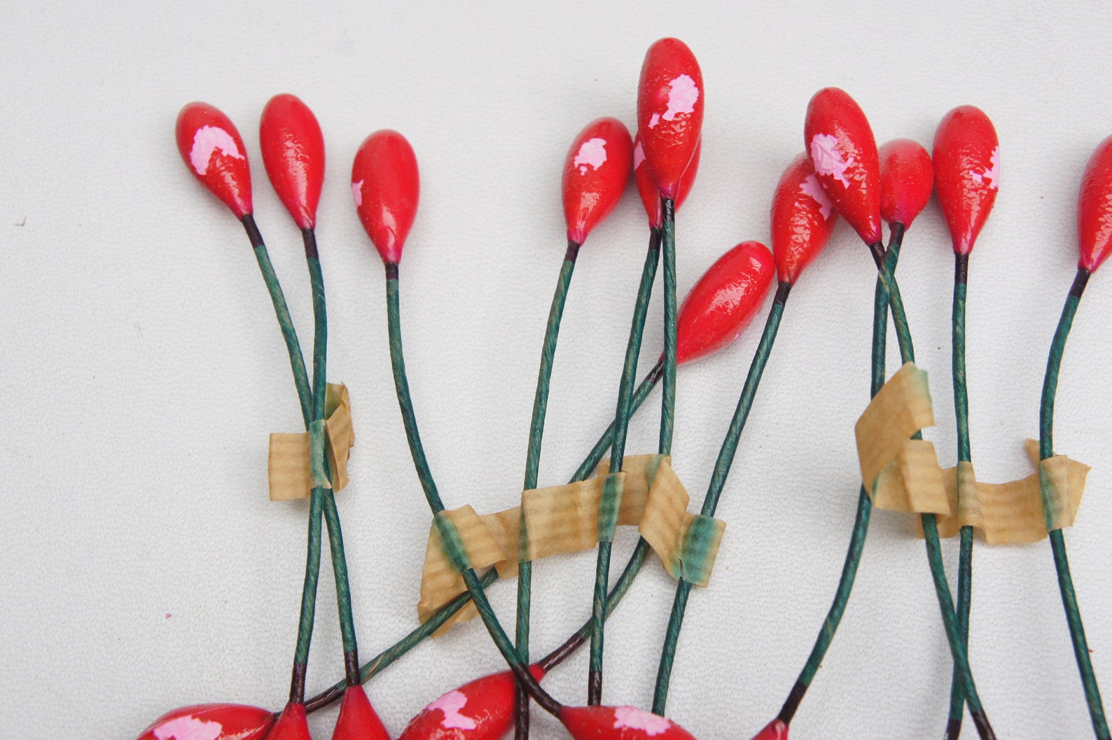 Vintage 50s Spun Cotton Berry Stems Christmas Decor Craft Supply ...