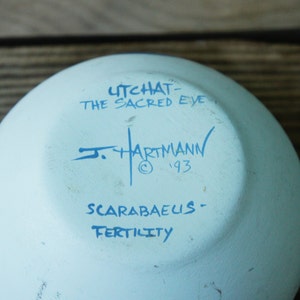 Vintage 90s Handmade Signed J Hartman Art Pottery Egyptian Motif Eye of ...