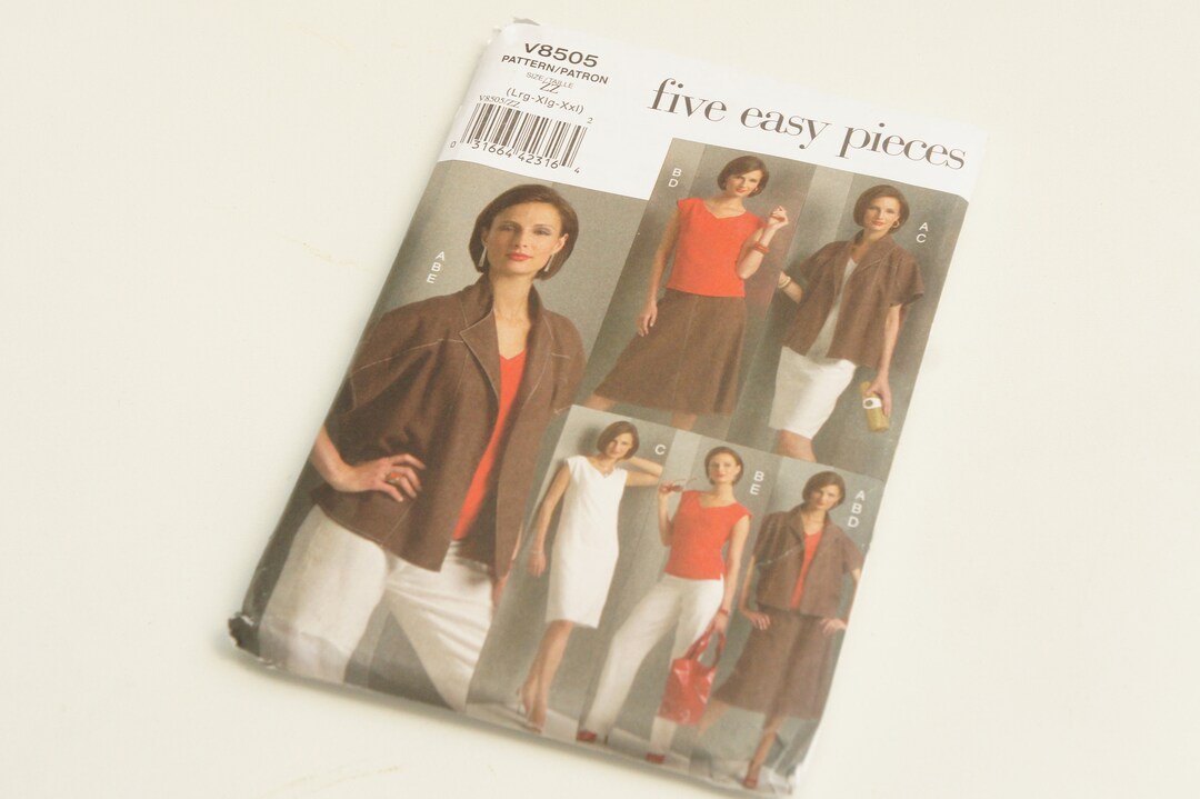 Vogue V8505 Sewing Pattern Five Easy Pieces Jacket Top Dress Skirt ...