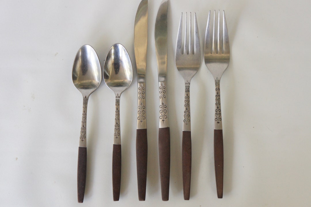 Vintage 60s Brown Bakelite Canoe Interpur Japan Flatware Silverware ...