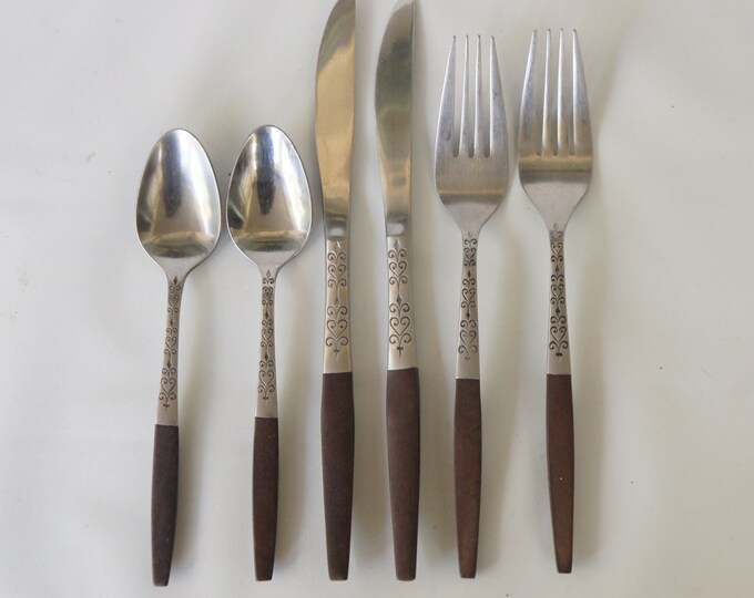 Vintage 60s Brown Bakelite Canoe Interpur Japan Flatware Silverware ...