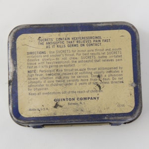 Vintage Small Sucrets Metal Tin Box Container Advertisement Pharmacy ...