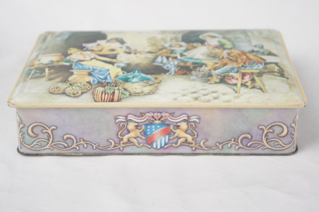 Vintage 50s-60s Tin Box by Daher New York Retro Mid Century Shabby Chic ...