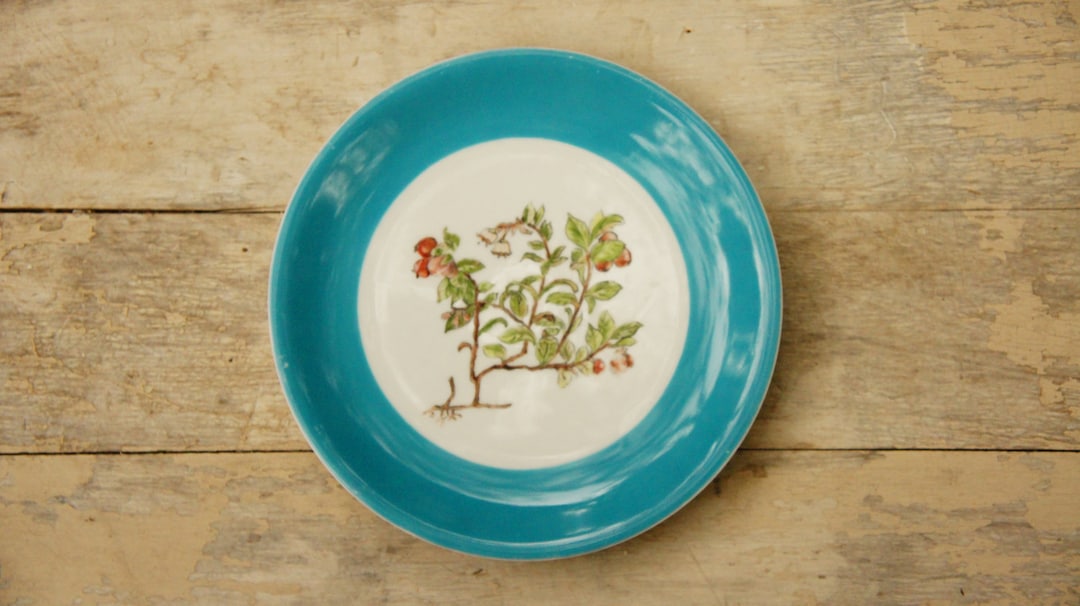 Vintage 70s Handpainted Floral Heather Plate Botanical Print Wall Decor ...