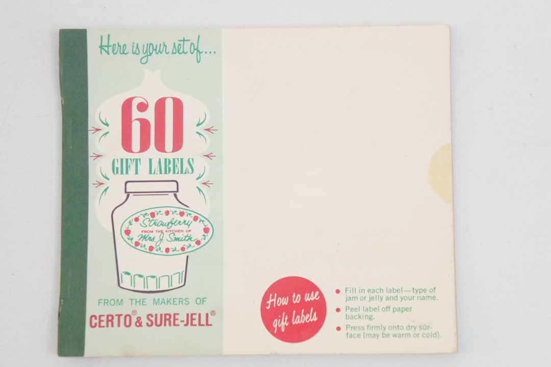 Vintage 50s-60s Certo Sure-jell Gift Label Booklet Canning Labels ...