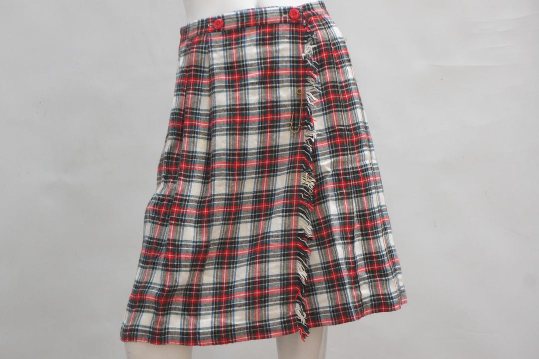 Vintage Plaid Check Wrap Skirt Kilt by Alyssa Goth Retro Mod - Etsy