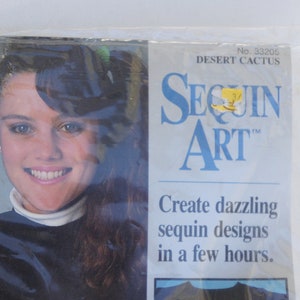 Vintage 80s Cactus Sequin Art Kit Applique by Distlefink Designs Pulham ...