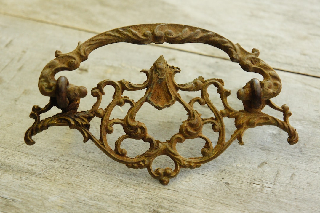 Vintage Antique Ornate Brass Drawer Pull Dresser Pull Hardware ...