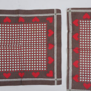 Vintage 60s Swedish Heart and Checker Print Table Runner Set ...