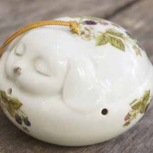 Vintage Porcelain Dog Potpourri Pomander Container Ornament Cottagecore ...