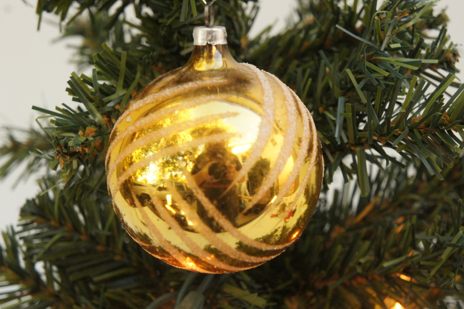 Vintage Striped Gold Mercury Glass Ball Christmas - Etsy