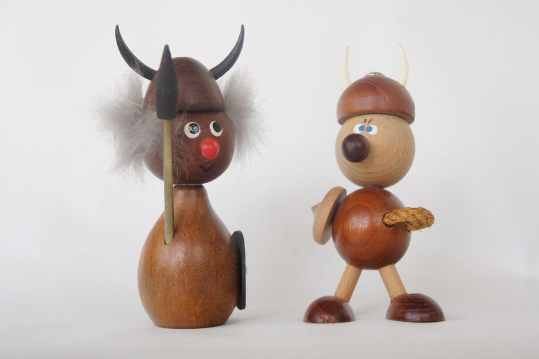 Vintage Danish Wooden Viking Figurines Peg Dolls Mid Century Modern ...