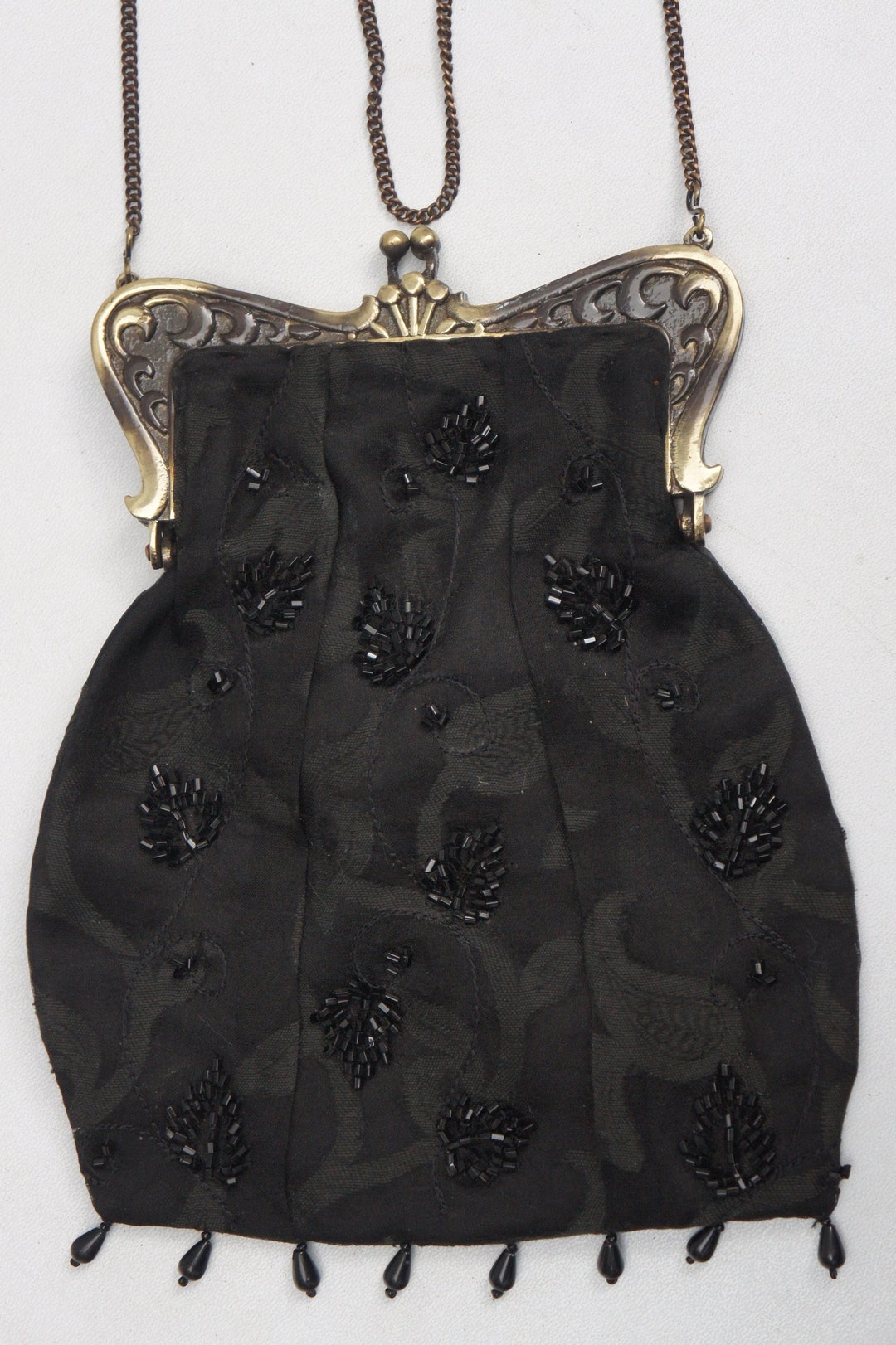 Vintage Victorian Style Black Beaded Purse Shoulder Bag Bohemian Chic ...