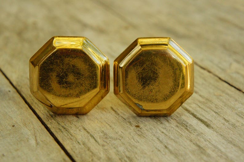 Vintage Swedish 70s Solid Brass Octagon Drawer Knobs/cabinet | Etsy