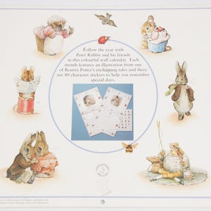 Vintage 90s Original Peter Rabbit Beatrix Potter Calendar Collectible ...