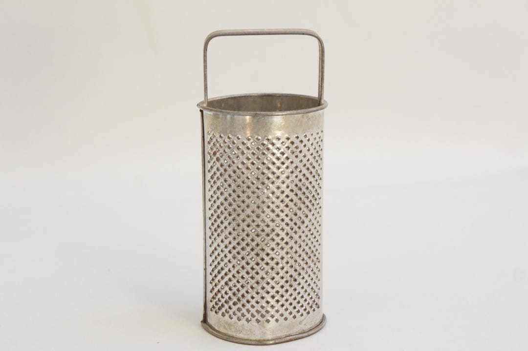 Vintage Antique Cylindrical Metal Cheese Grater With Vintage Patina ...