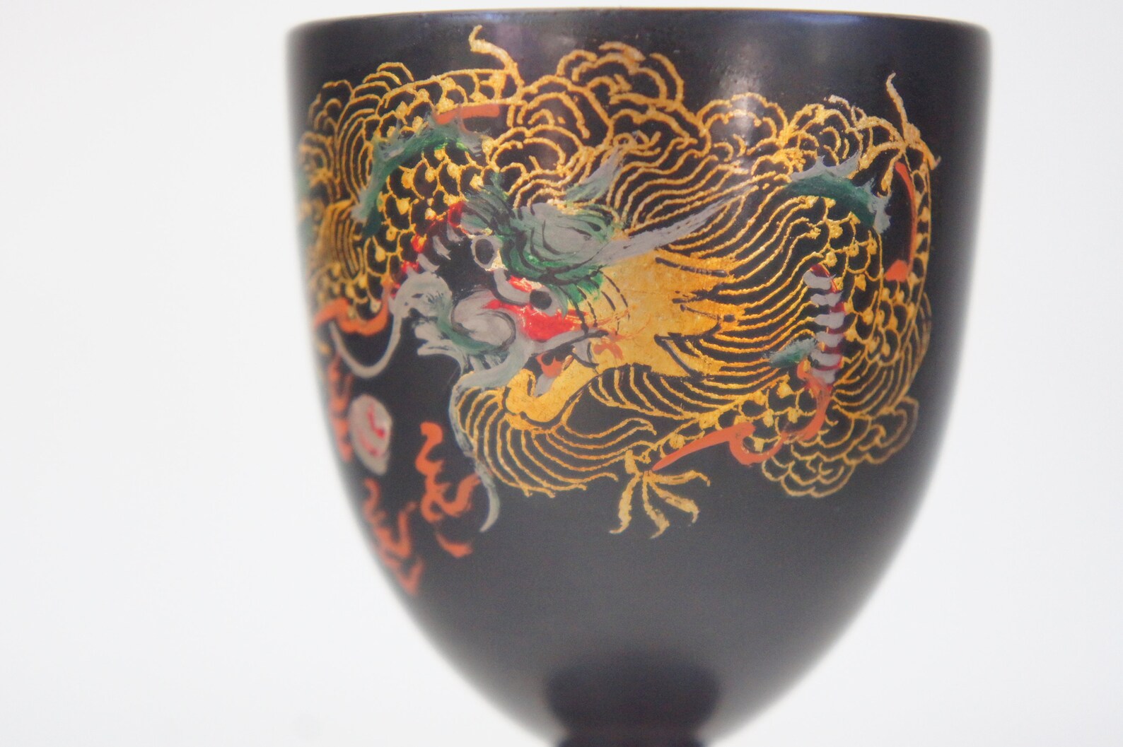 Vintage Handpainted Black Lacquer Footed Cup/bohemian - Etsy