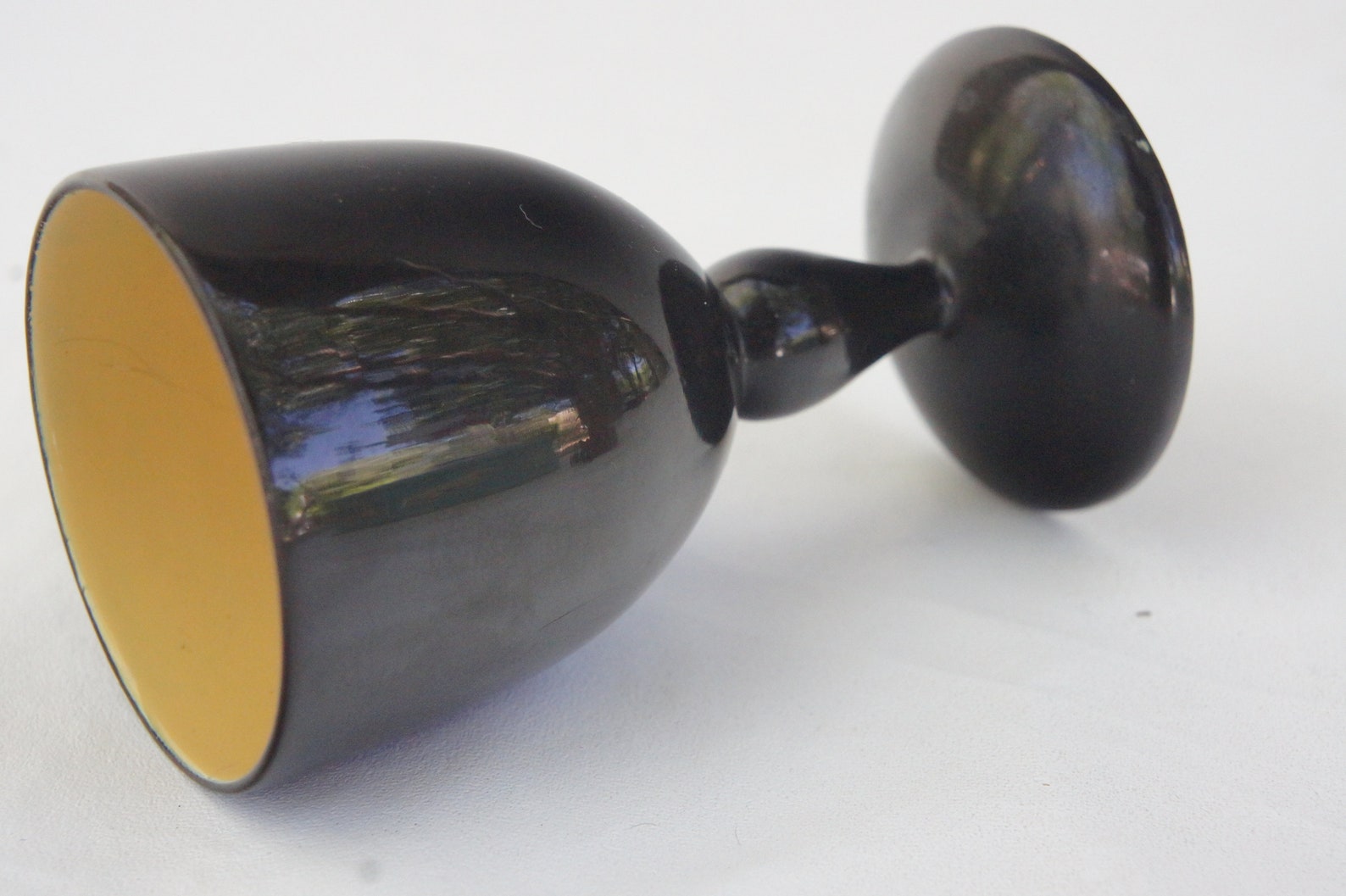 Vintage Handpainted Black Lacquer Footed Cup/bohemian - Etsy