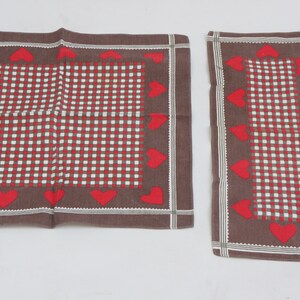 Vintage 60s Swedish Heart and Checker Print Table Runner Set ...