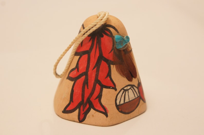 Vintage Native American Ceramic Bell With Turquoise - Etsy