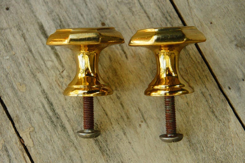 Vintage Swedish 70s Solid Brass Octagon Drawer Knobs/cabinet - Etsy