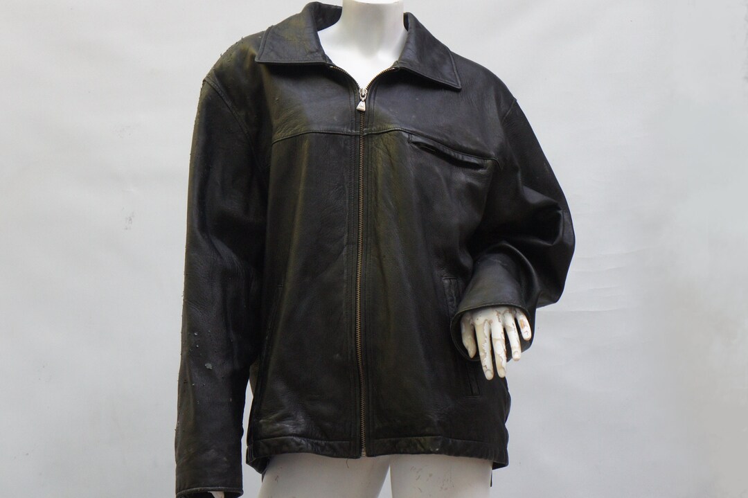Vintage Men's Distressed Black Leather Jacket by M.julian - Etsy