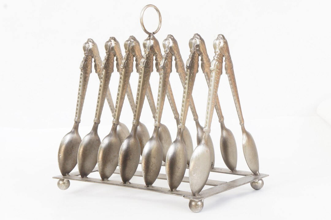 Vintage Whimsical Shabby Chic Teaspoon Toast Holder Stand Farmhouse ...